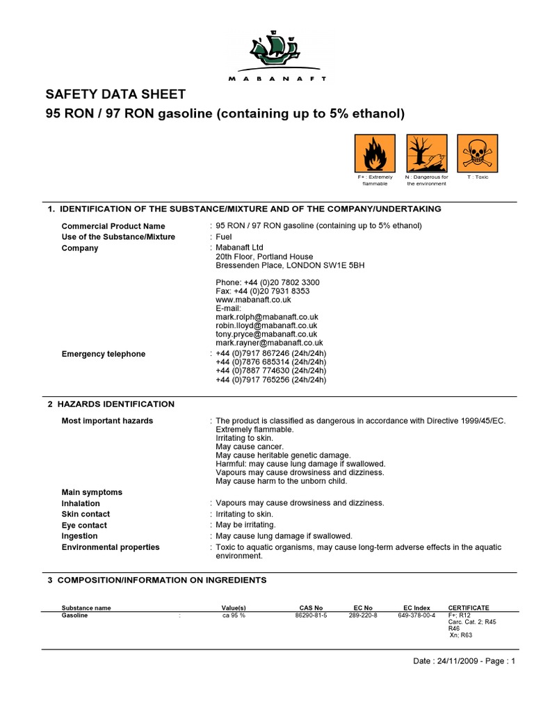 Gasoline 95 Ron 97 Ron | PDF | Gasoline | Firefighting