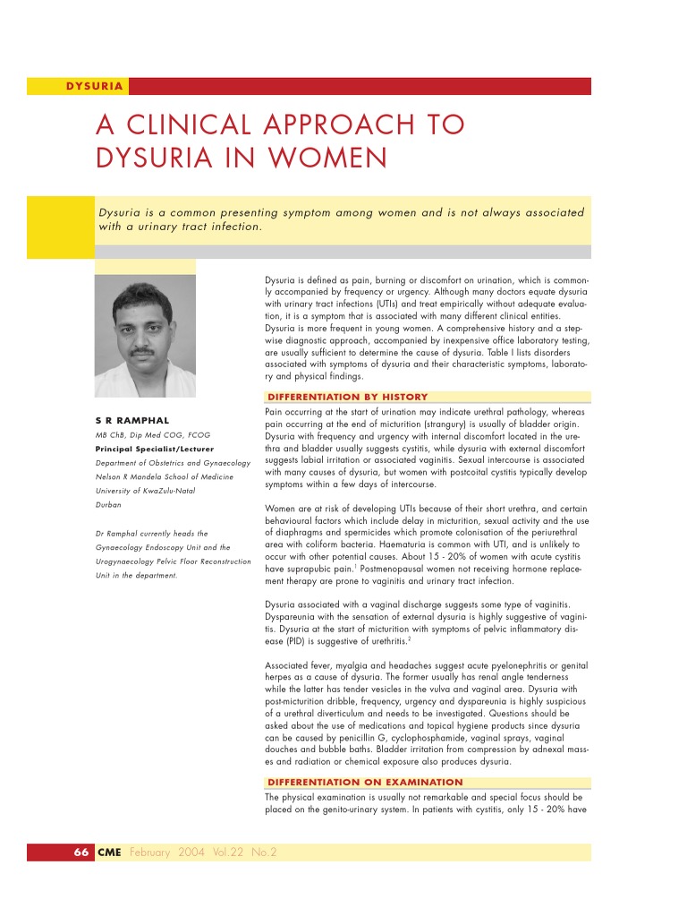 A Clinical Approach To Dysuria in Women | PDF | Urinary Tract Infection ...