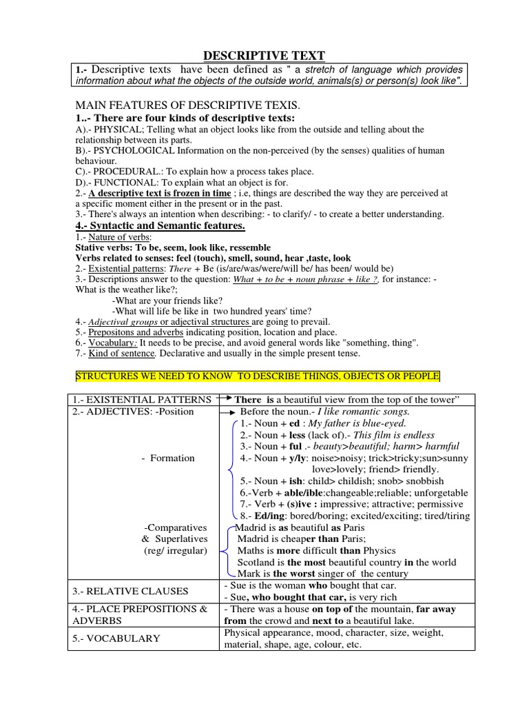 Understanding Descriptive Texts | PDF | Adjective | Style (Fiction)