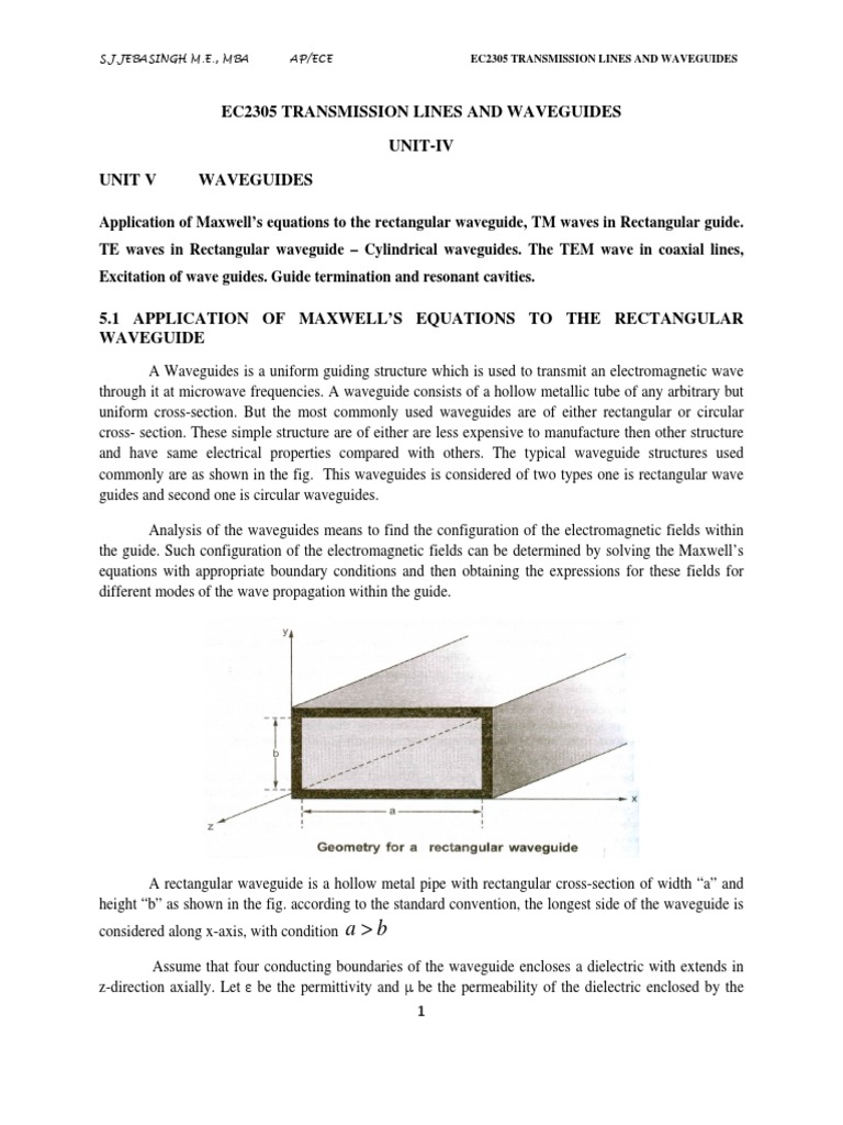 Ec 2305 Unit-V | PDF | Waveguide | Transmission Line