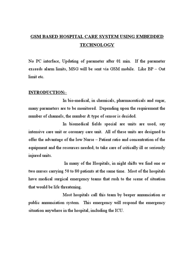 GSM Based Patient Monitoring System Using Flex Sensor | Download Free ...