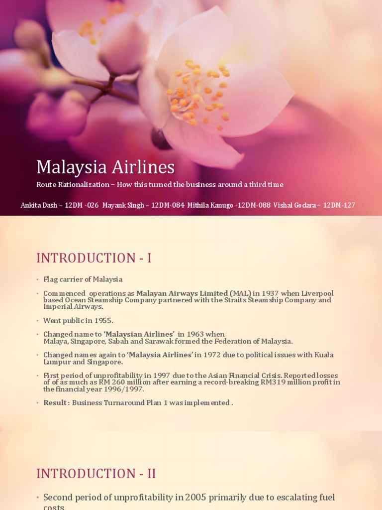Malaysia Airlines PPM Assignment 1 | PDF | Airlines | Transport Companies