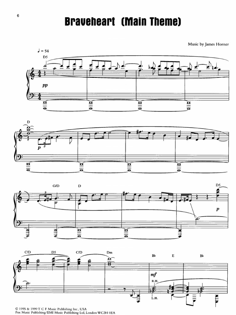 Sheet Music - Braveheart (Main Theme) PDF | PDF
