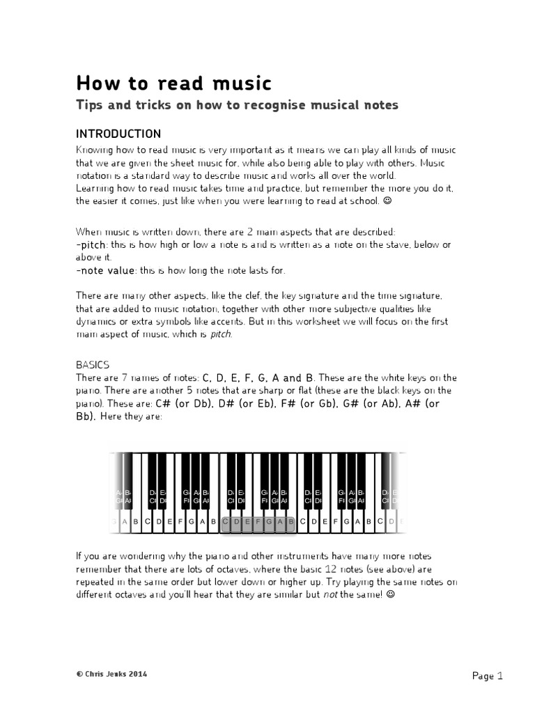 How To Read Music-An More Advanced Guide | PDF | Musical Notation | Clef