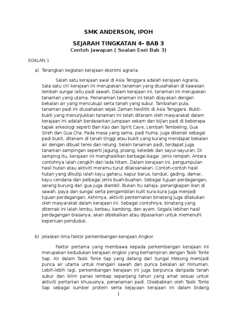 Contoh Jawapan Esei Sej t4 | PDF