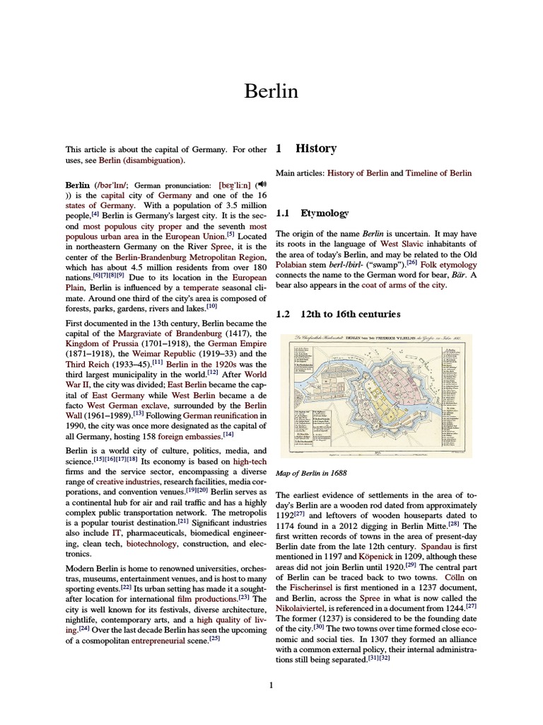 Berlin Is The Capital City of Germany | PDF | Berlin | Library And Museum