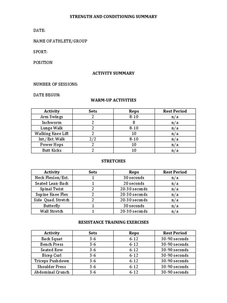 Strength and Conditioning Summary | PDF | Technology & Engineering