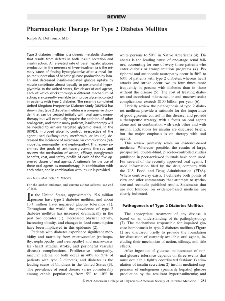 DeFronzo PDF | PDF | Diabetes Mellitus Type 2 | Diabetes Management