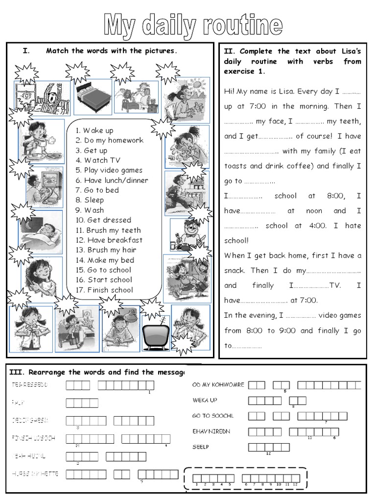 I. Match The Words With The Pictures. II. Complete The Text About Lisa ...