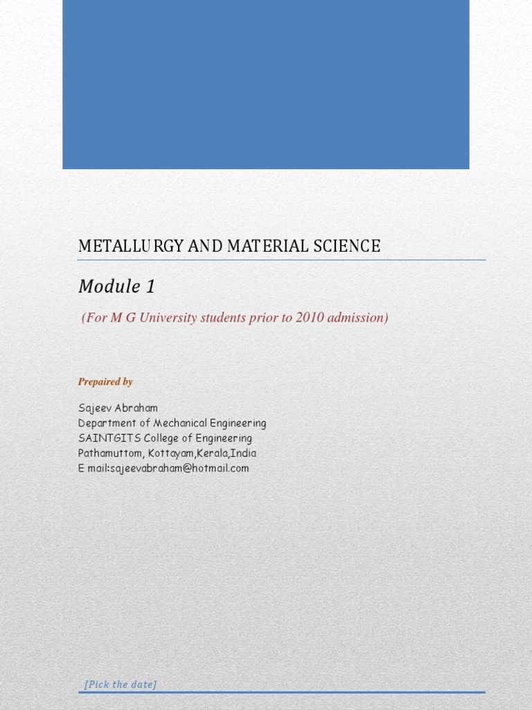 Metallurgy and Material Science - Module 1 | PDF | Dislocation ...