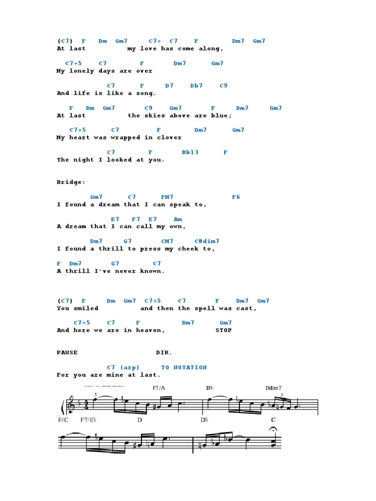 "At Last: Love Song Chords and Lyrics" | PDF | Language Arts ...