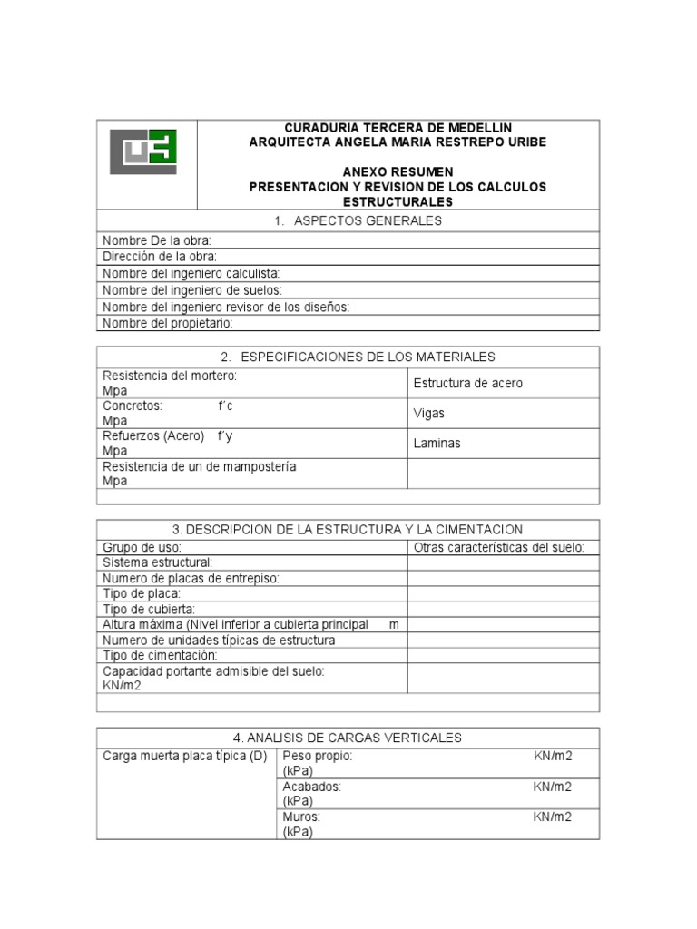 Formato Revision Estructural | PDF | Fundación (Ingeniería ...