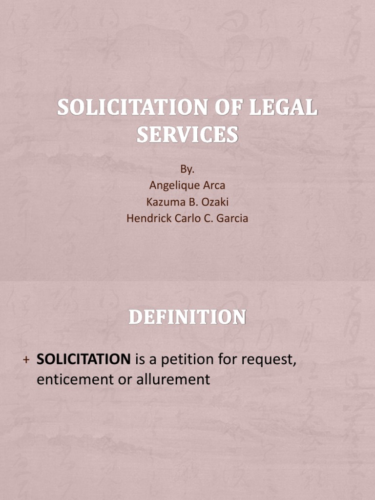 Legal Solicitation: Ethics and Guidelines | PDF | Practice Of Law | Lawyer