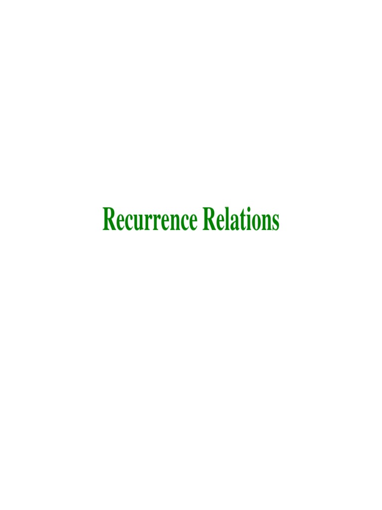 Recurrence Relations Pdf Recurrence Relation Sequence