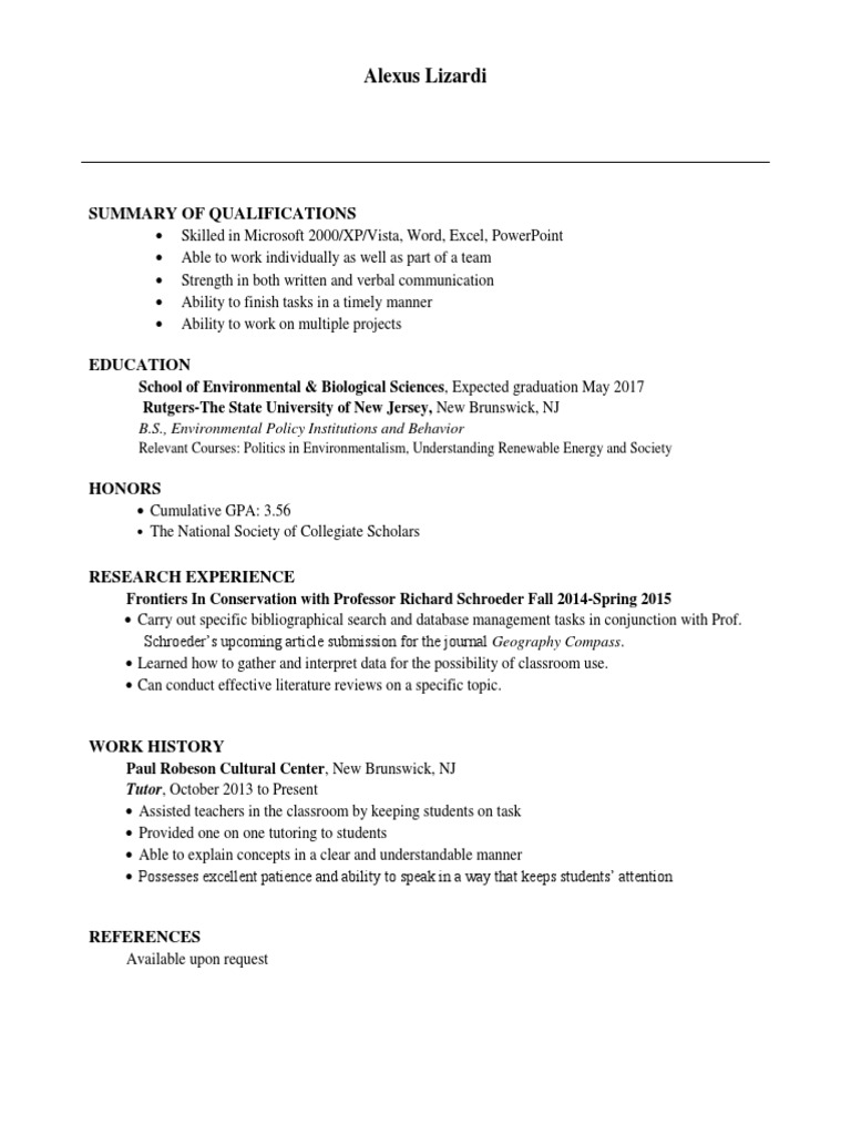 Environmental Policy Graduate Profile | PDF