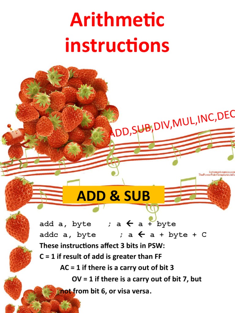 Arithmetic Instructions: Add, Su B, Div, M Ul, Inc, D EC | PDF | Binary ...