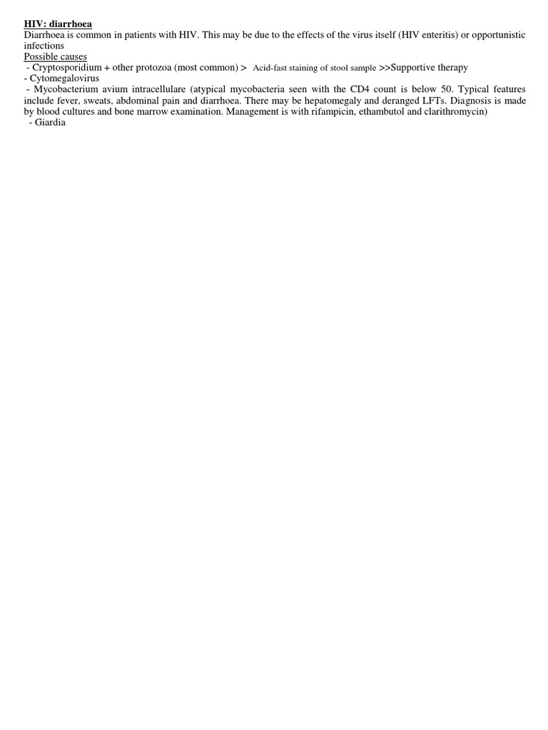 HIV: Diarrhoea: Acid-Fast Staining of Stool Sample | PDF | Science ...