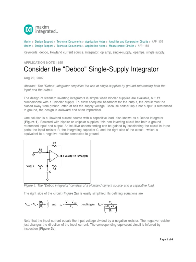 AN1155 Deboo Integrator | PDF | Electronic Circuits | Capacitor