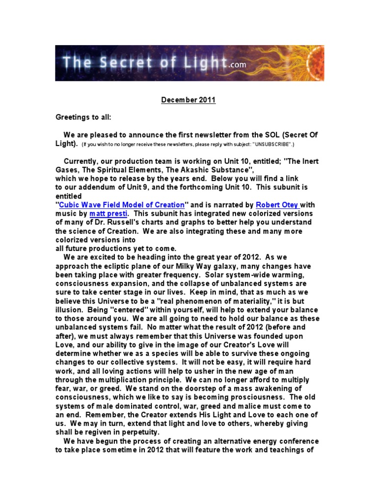 Cubic Wave Field Model of Creation Robert Otey Matt Presti | PDF ...