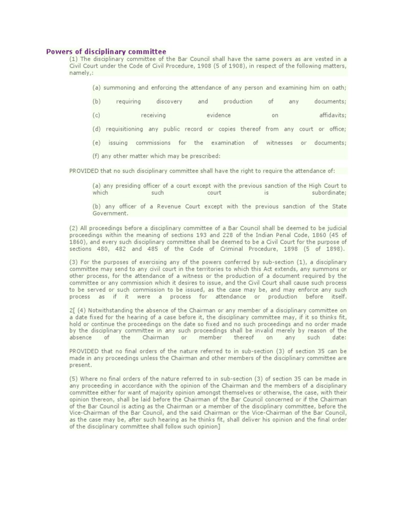 Powers of Disciplinary Committee | PDF | Summons | Constitutional Law