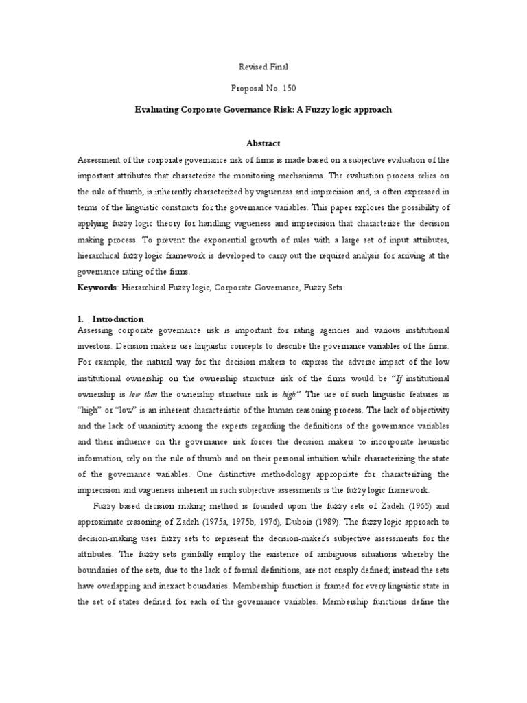 Comp Paper 150 | PDF | Fuzzy Logic | Governance