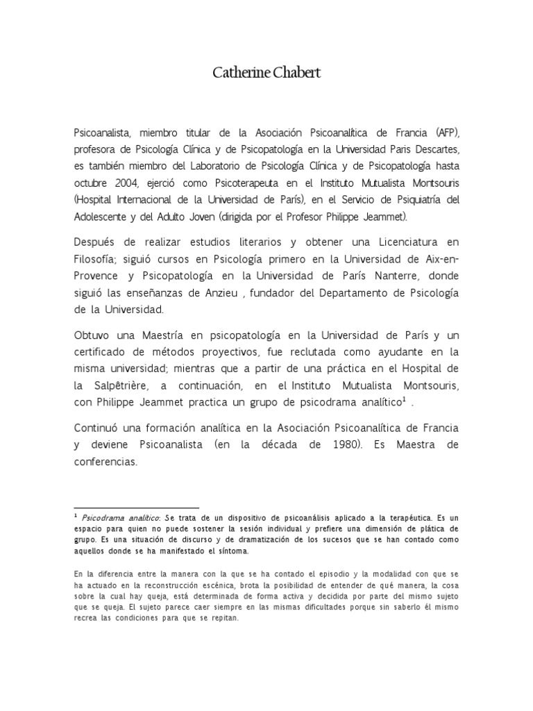 Catherine Chabert | PDF | Psicoanálisis | Sigmund Freud