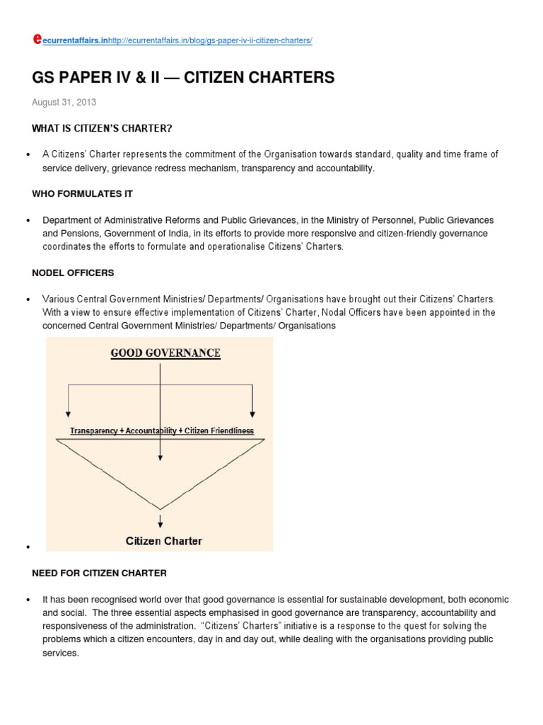 Citizen Charters | PDF | Good Governance | Governance