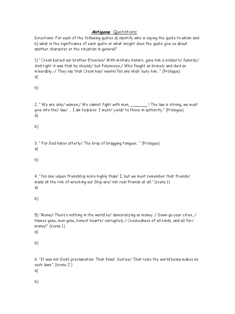 Antigone Quotations | PDF