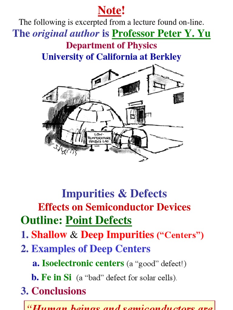 Impurities and Defects in Semiconductors | PDF | Band Gap | Chemical Bond