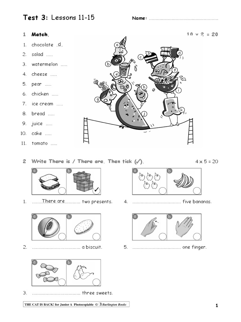 Junior English Test 3: Lessons 11-15 | PDF | Games & Activities ...