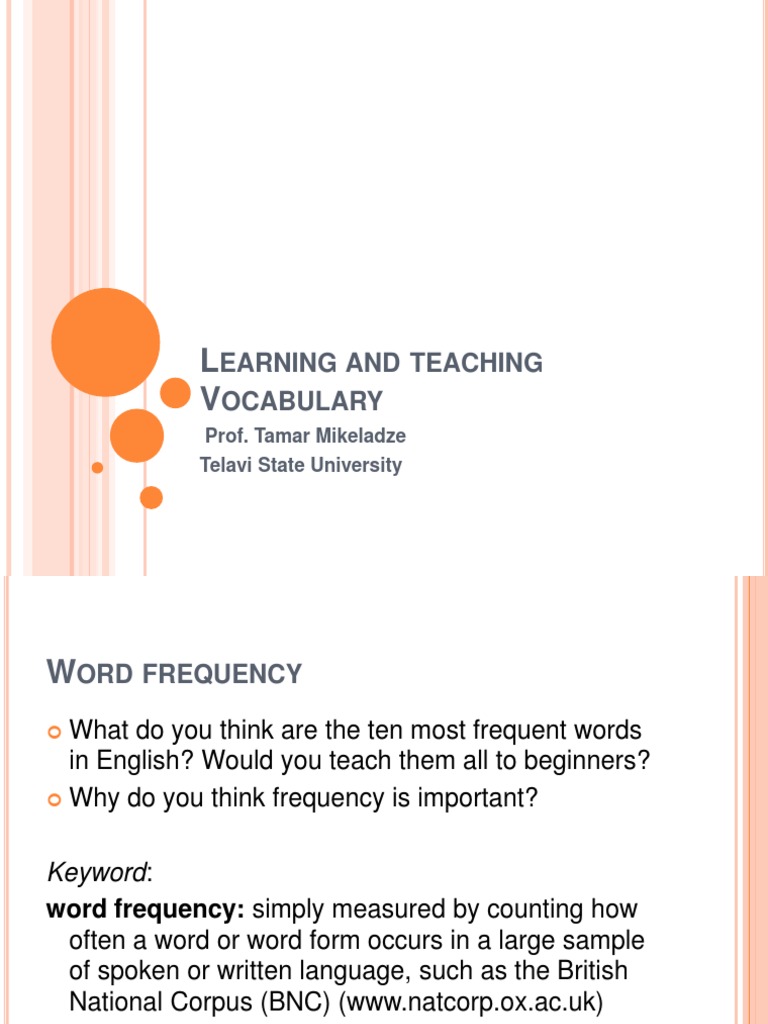 Learning and Teaching Vocabulary | PDF | English Language | Second Language