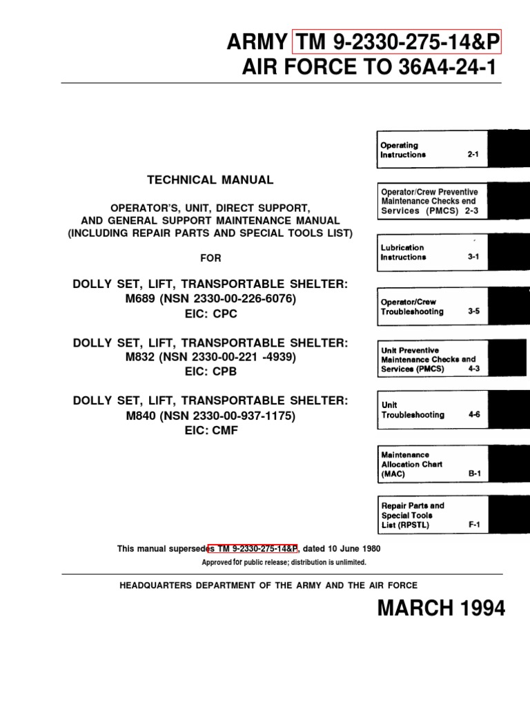 TM 9-2330-275-14P Dolly Set M689, M832, M840 | Download Free PDF ...