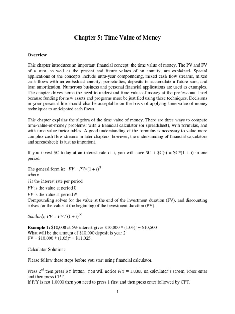 Chapter 5 Finance | PDF | Time Value Of Money | Present Value
