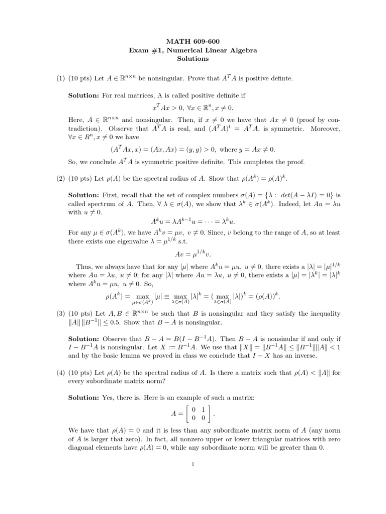 Numerical Linear Algebra | Matrix (Mathematics) | Eigenvalues And ...