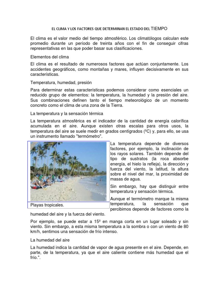 El Clima y Los Factores Que Determinan El Estado Del Tiempo | PDF ...