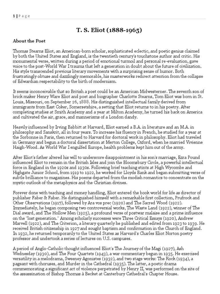 the wasteland (1).docx | T. S. Eliot | Poetry