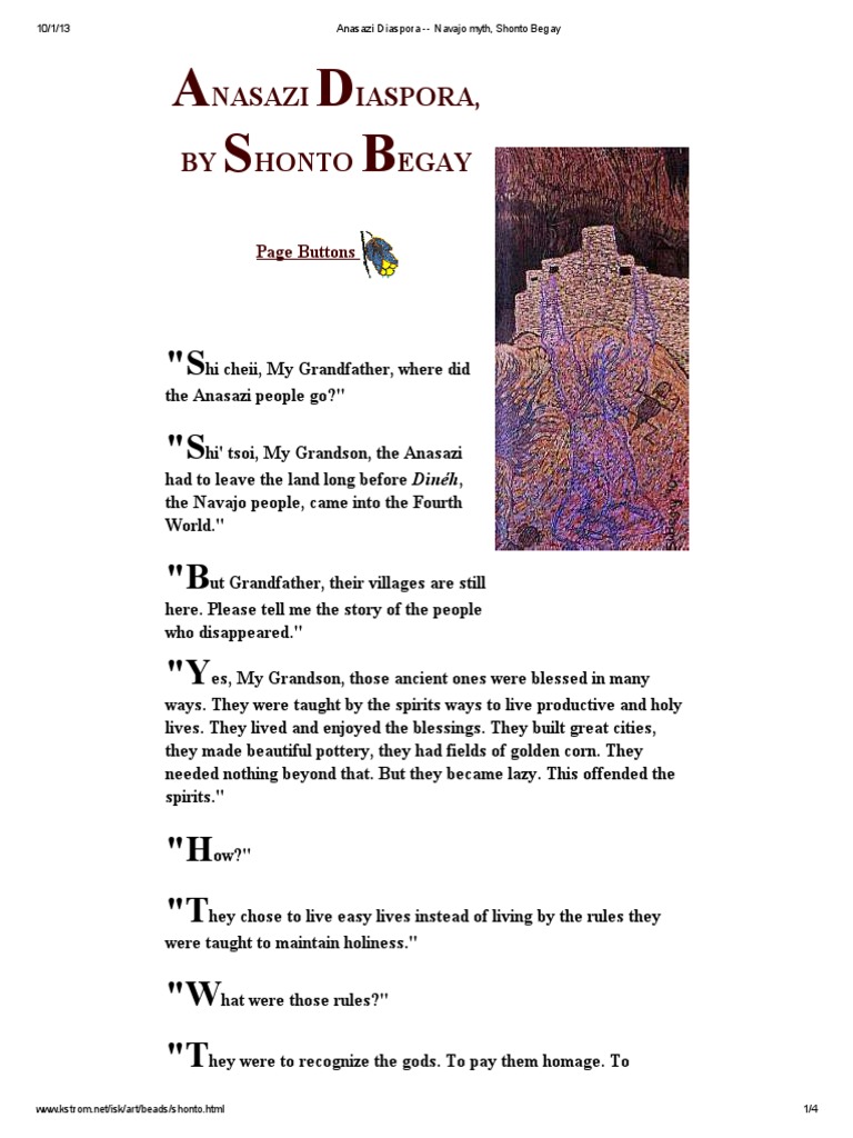 Anasazi Diaspora - Navajo Myth, Shonto Begay | Download Free PDF ...