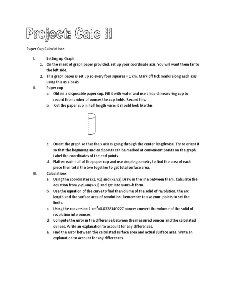 Measuring Volume of Paper Cups | PDF