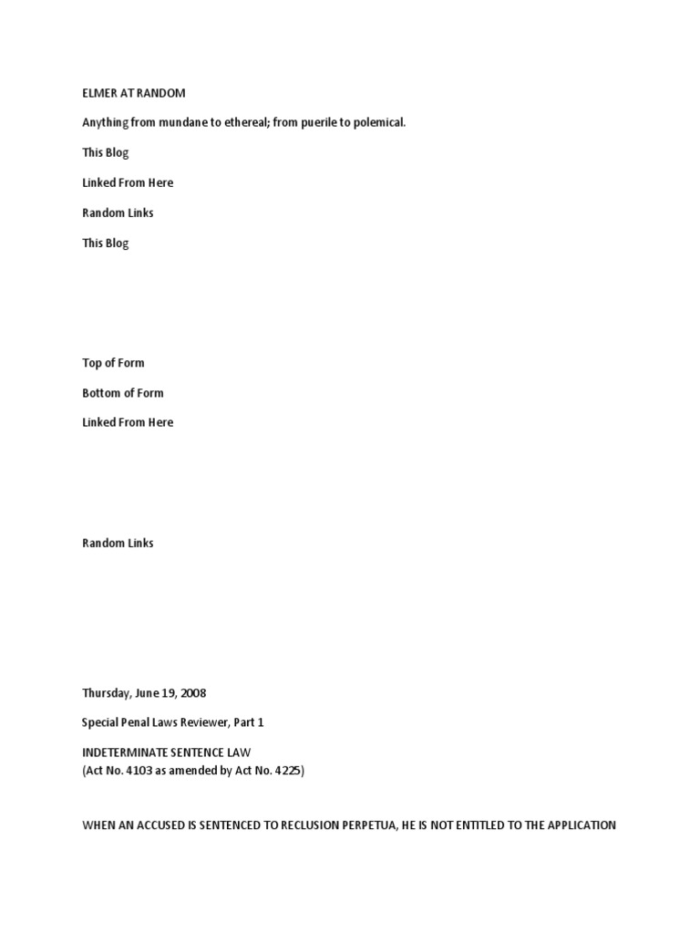 Special Penal Law | PDF | Probation | Sentence (Law)