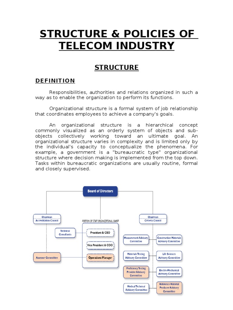 Structure & Policies of Telecom Industry | PDF | Organizational ...