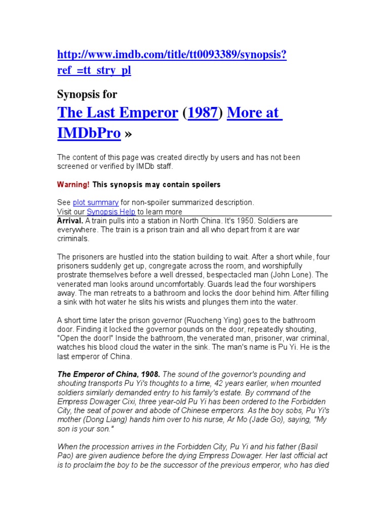 The Last Emperor | PDF | Qing Dynasty | Emperor Of China