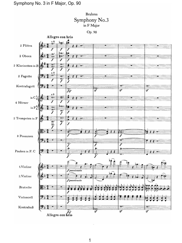 Brahms - Symphony No 3 in F Major Op 90 | PDF | Symphony | Musical Forms