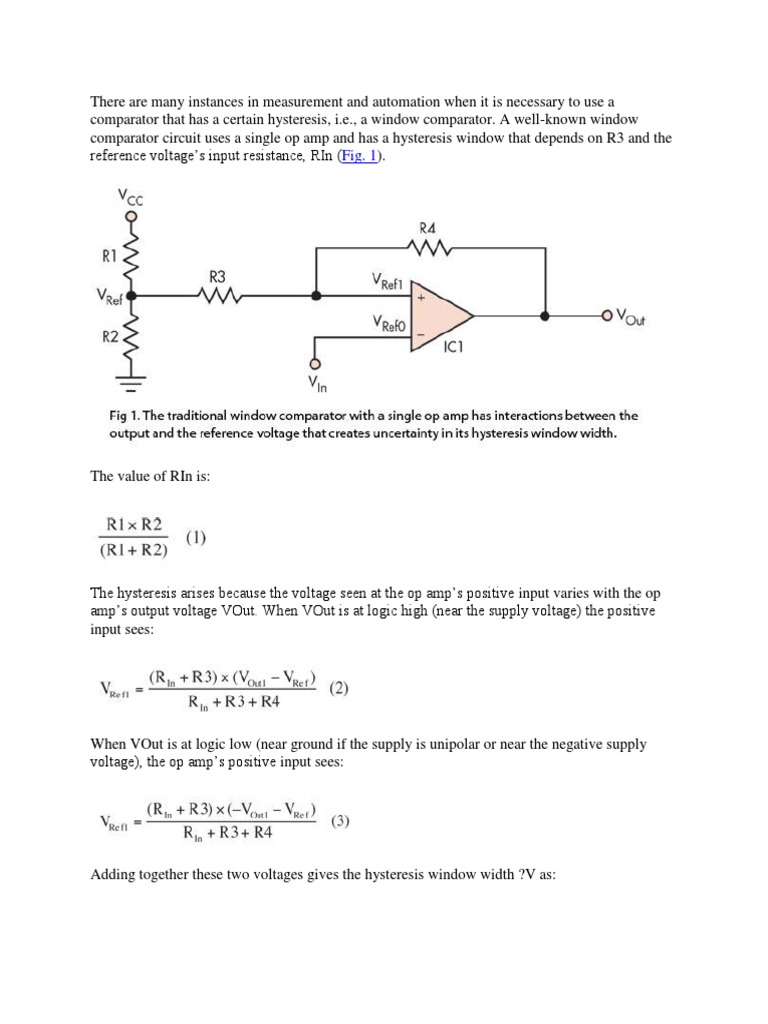 Op Amp Hysteresis Circuit Guide | PDF