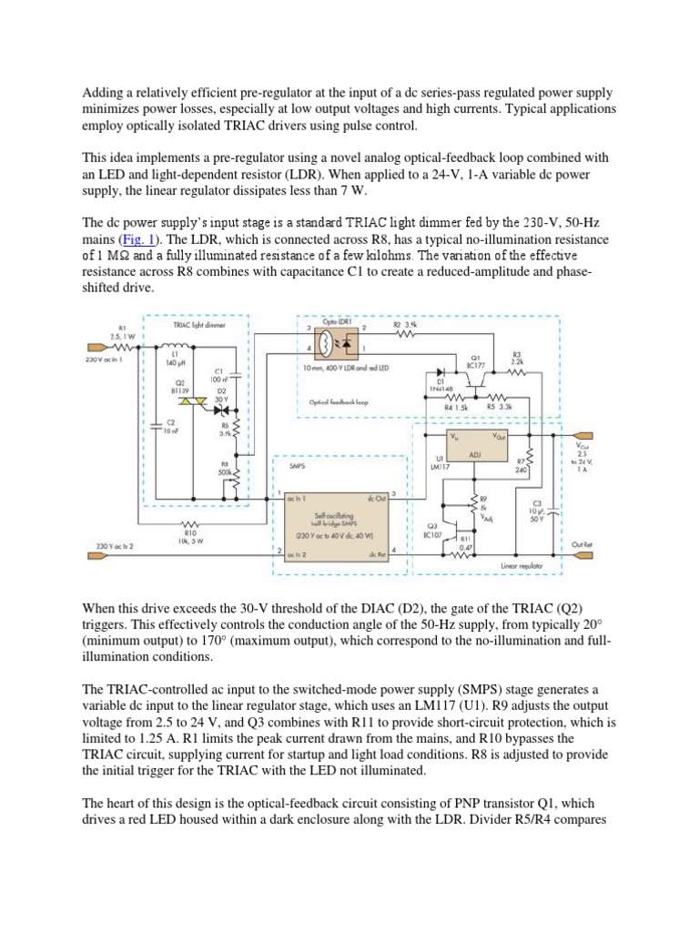 TRIAC-Controlled Power Supply Pre-Regulator Uses Optical Feedback | PDF ...