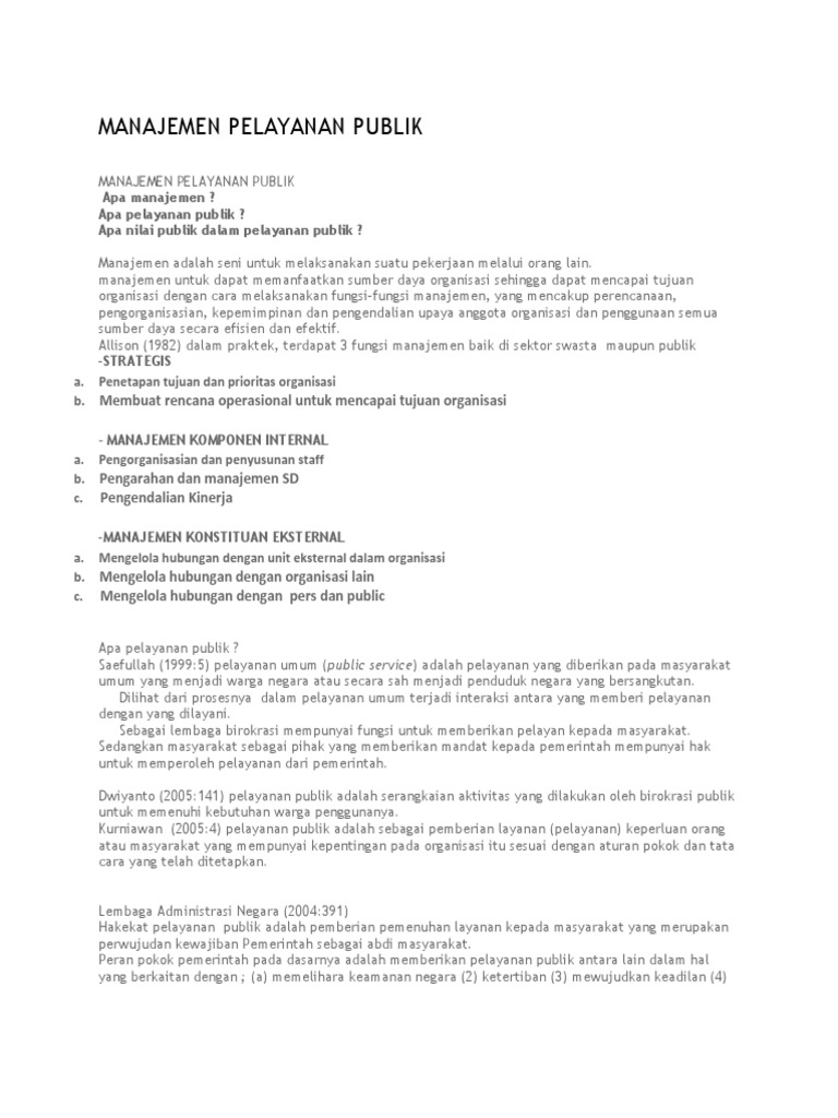 Manajemen Pelayanan Publik | PDF