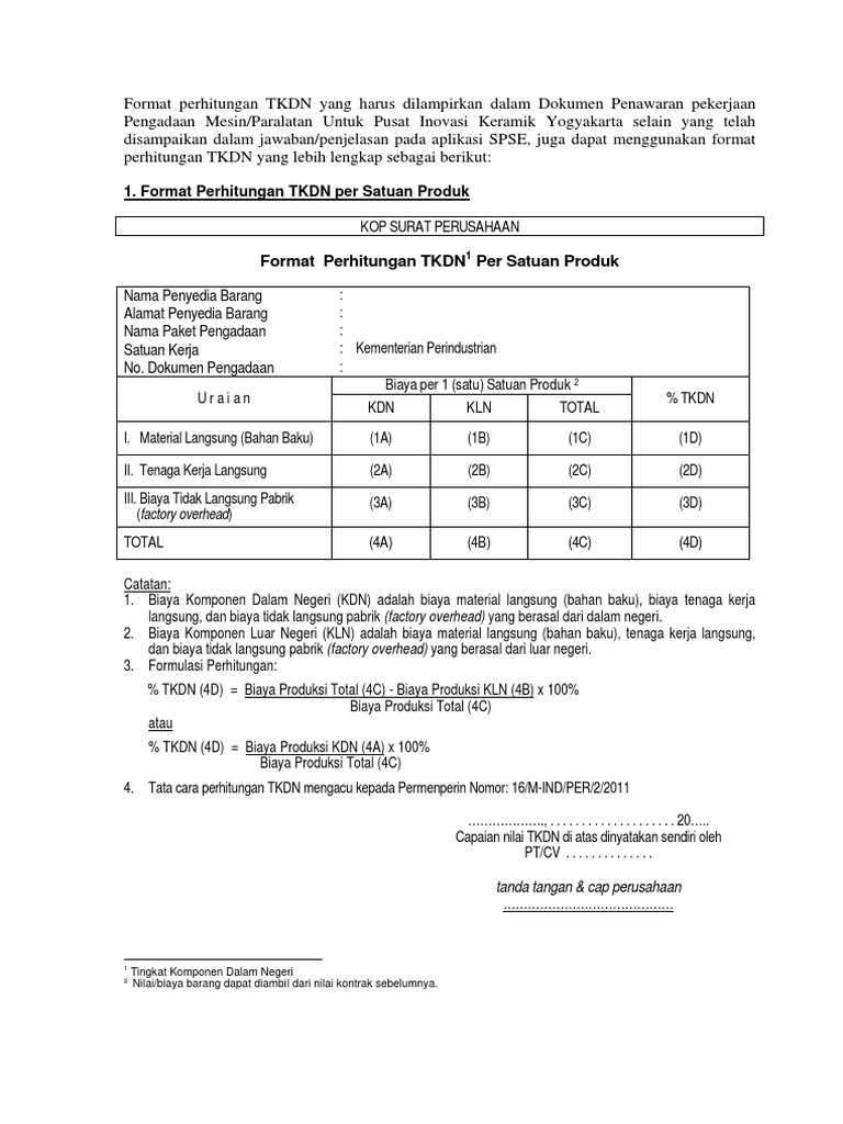 Format TKDN PDF | PDF