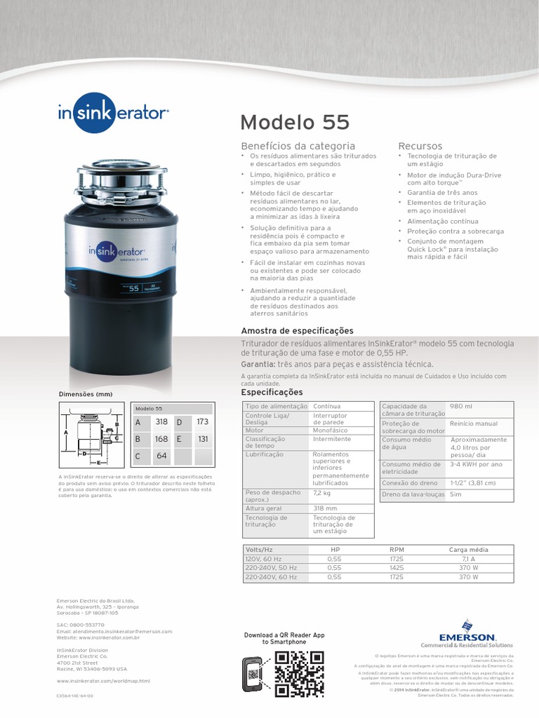 Triturador de Resíduos Alimentares InSinkErator® Modelo 55 ...