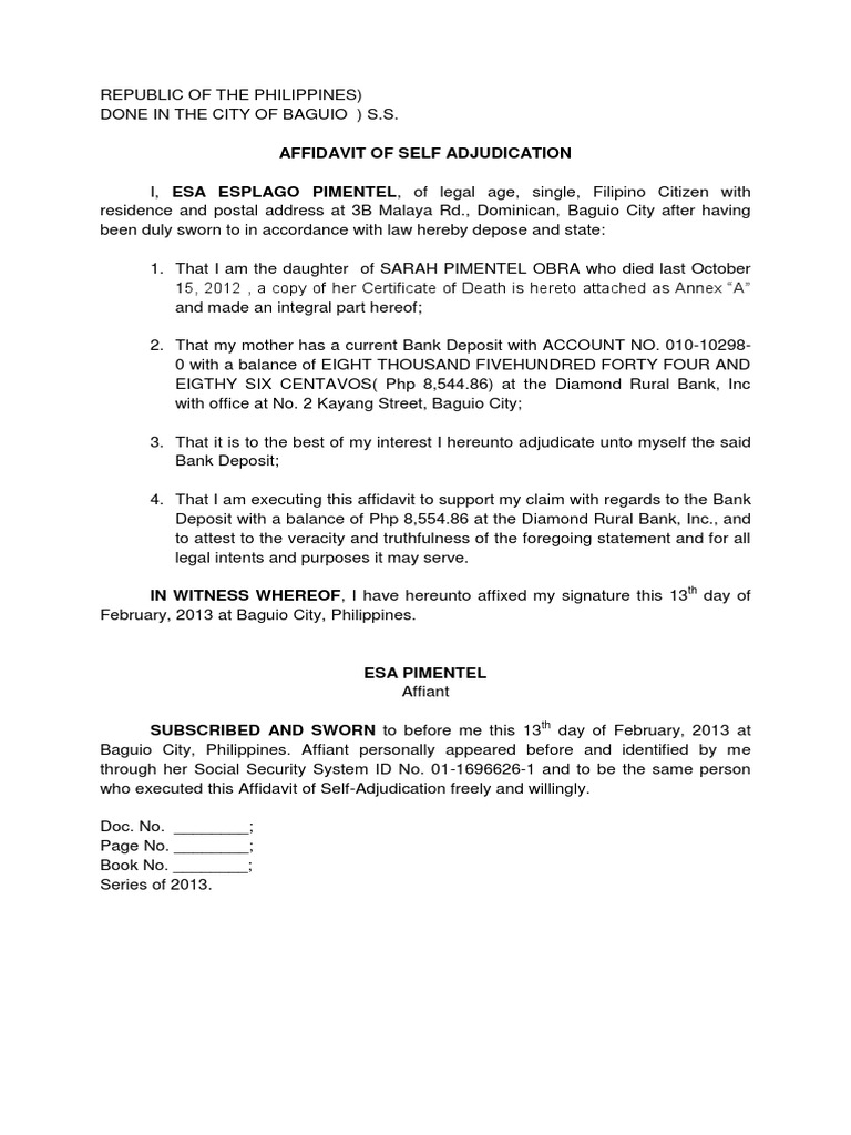 Affidavit of Self Adjudication | PDF