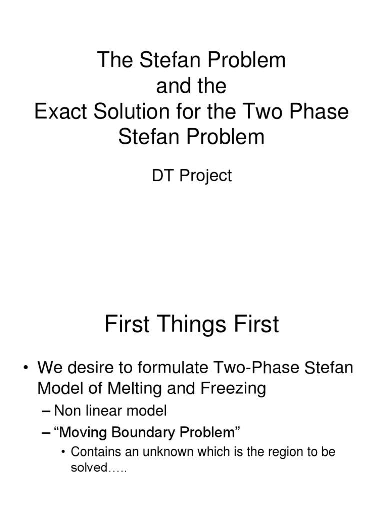 2phase Stefan Problem Pdf Thermal Conduction Melting