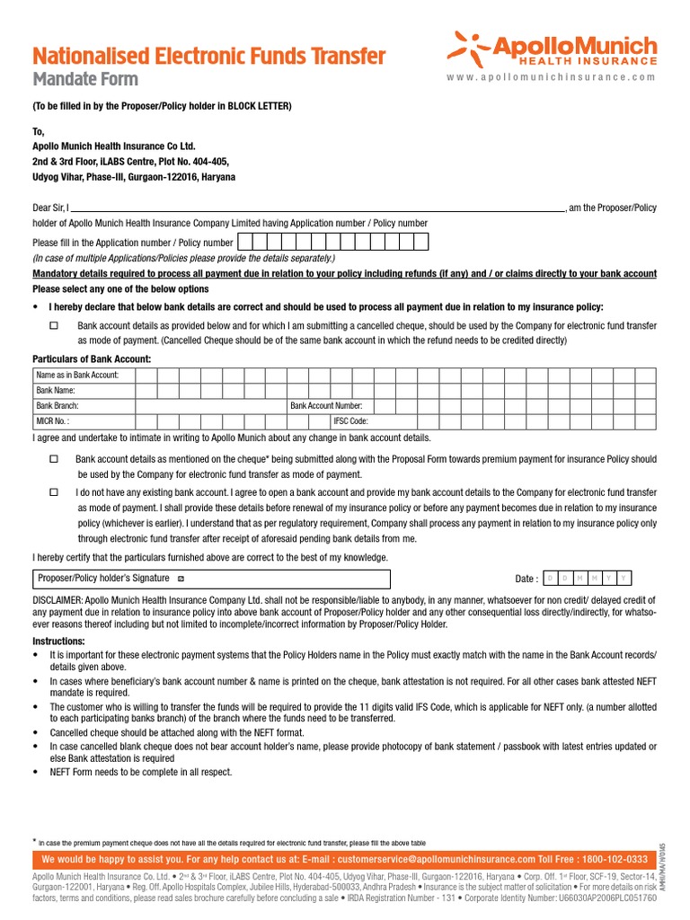 Neft-form.pdf | Insurance | Cheque